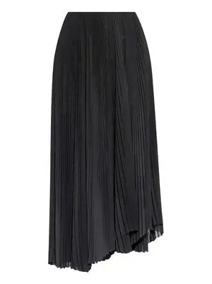 Balenciaga Pleated Asymmetric-hem Midi Skirt - Black