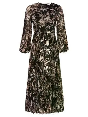 Zimmermann Floral-print Pleated Midi Dress - Black