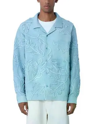 STORY MFG. Greetings Leaf-embroidered Shirt - Blue