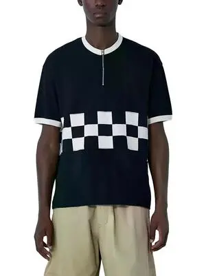 Visvim Checkerboard Panel Knitted T-shirt - Black