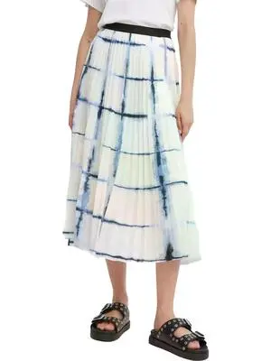 Munthe Grid-print Pleated Midi Skirt - White