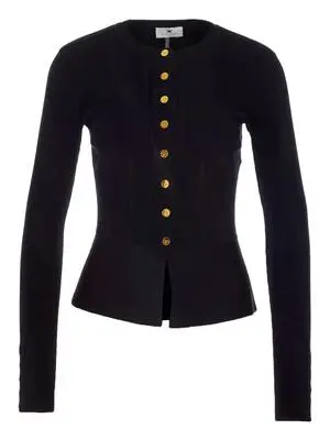Elisabetta Franchi Button-cuff Ribbed Cardigan - Black