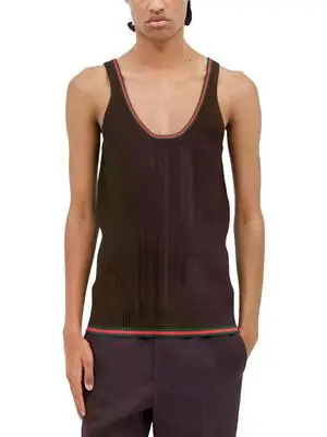 Gucci Ribbed-trim Scoop-neck Vest - Brown