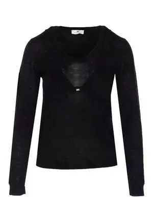 Elisabetta Franchi Ribbed Crew-neck Sweater - Black