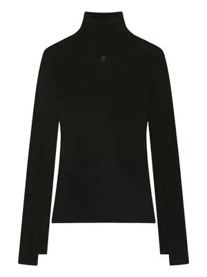 COURREGES Mockneck Interlock Sweater - Black