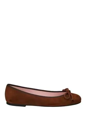 PRETTY BALLERINAS Rosario Bow-Detail Suede Ballet Flats