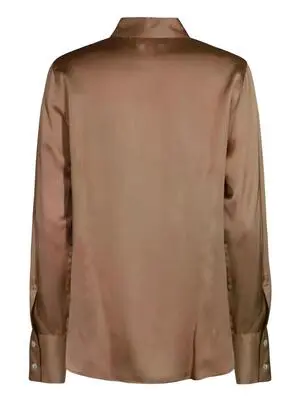 GLANSHIRT Satin Effect Long-sleeve Shirt - Brown