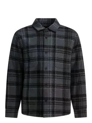 Vince Checked Shirt Jacket - Grey