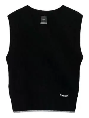 Pinko V-neck Knitted Vest - Black