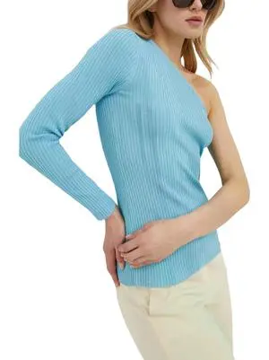 IVY OAK One-shoulder Ribbed Top - Blue