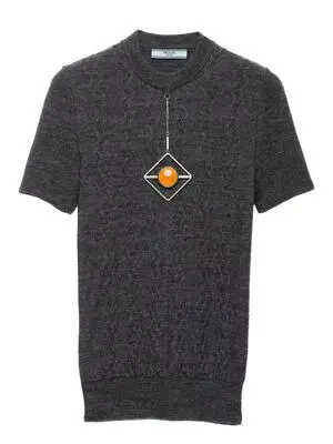 Prada Short-sleeve Sweater With Pendant - Grey