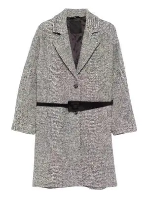 Liu Jo Herringbone Belted Coat - Grey