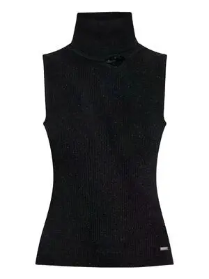 Dsquared2 Sleeveless Ribbed Turtleneck Top - Black