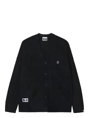 FINGERCROXX Patch-pocket Ribbed Cardigan - Black