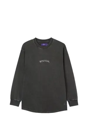 AFTERMATHS Embroidered Graphic Long-sleeve Top - Grey