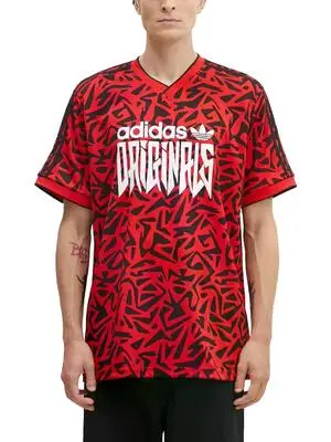 Adidas Abstract-print V-neck T-shirt - Red
