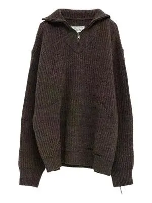 MAISON MARGIELA Ribbed-knit Half-zip Sweater - Brown