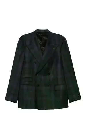 GABRIELE PASINI Double-breasted Plaid Jacket - Blue