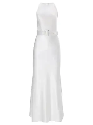 IL VOLO Erika Belted Halterneck Maxi Dress - White