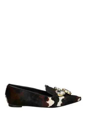 RAS Crystal-embellished Pointed-toe Loafers - Brown