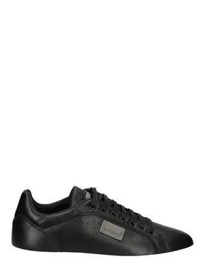 Roberto Cavalli Leather Plaque Sneakers - Black
