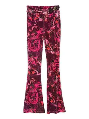 Versace Floral-print Velvet Trousers - Red