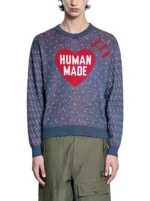 HUMAN MADE Heart-intarsia Jumper - Blue