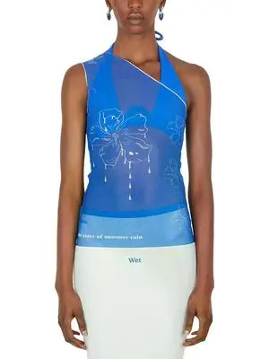 DI PETSA Single-shoulder Tank Top - Blue