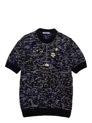 Prada Short-sleeve Embellished Sweater - Blue
