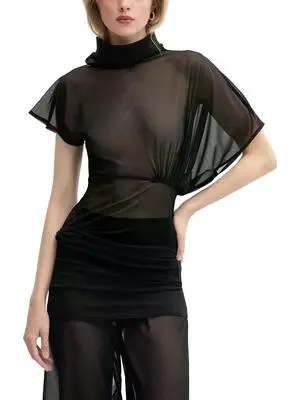 Rick Owens Sheer High-neck Top - Black