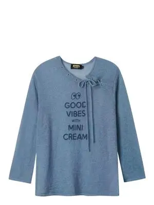 MINI CREAM Graphic Print Lace-up Jumper - Blue