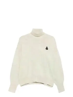 MAISON ETOILE Logo-print Turtleneck Sweatshirt - Neutrals
