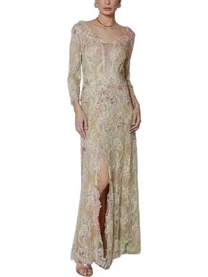 LETHICIA BRONSTEIN Embroidered Lace Maxi Dress - Neutrals