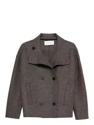 Harris Wharf London Funnel-collar Double-breasted Jacket - Brown