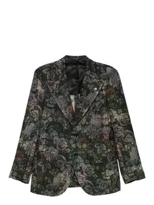 GABRIELE PASINI Floral-pattern Cotton Blazer - Black
