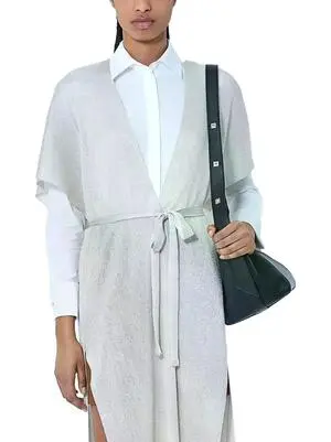 Max Mara Fringe-hem Tie-belt Cardigan - White