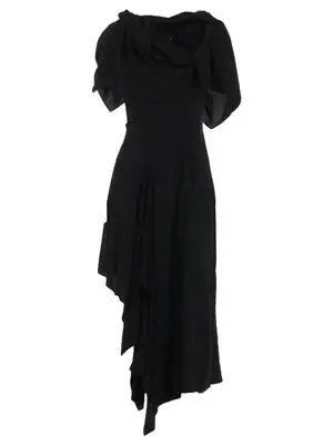 Yohji Yamamoto Lace-up Asymmetrical Dress - Black