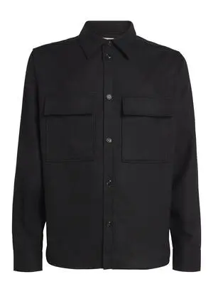 J. Lindeberg Wool-blend Overshirt - Black