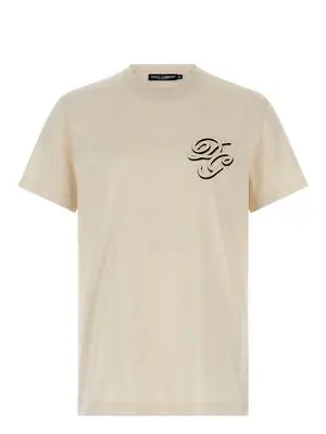 Dolce & Gabbana Double Embroidery T Shirt - Beige