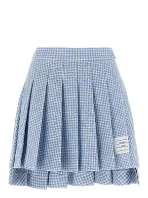 Thom Browne Pleated Tweed Skirt - Light Blue