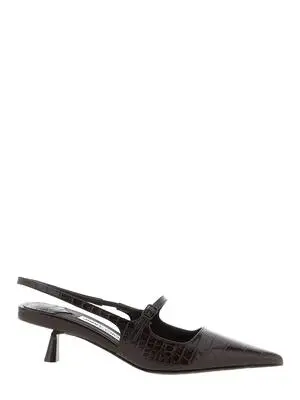JIMMY CHOO Didi Crocodile-Print Leather Slingbacks