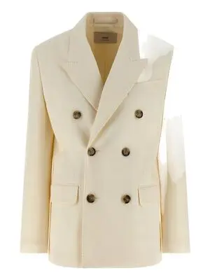 Ami Wool Double-breasted Blazer - White