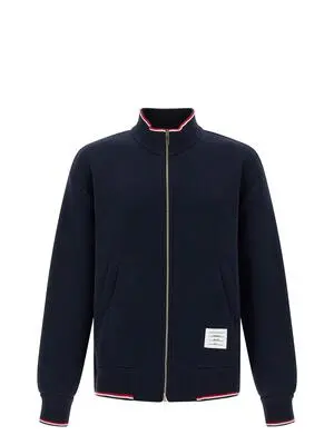 Thom Browne Rwb Piping Zip Up Sweatshirt - Blue