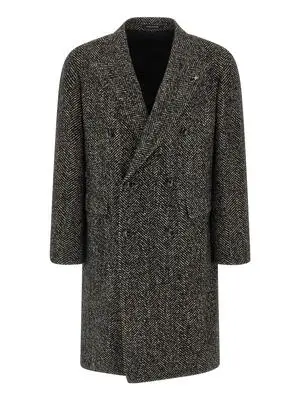 Tagliatore Londra Herringbone Wool-blend Coat - Black