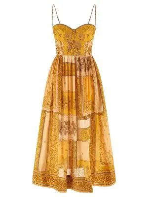Zimmermann Lucky Corset Midi Dress - Yellow