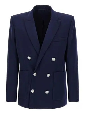 Balmain Grain De Poudre Blazer - Blue