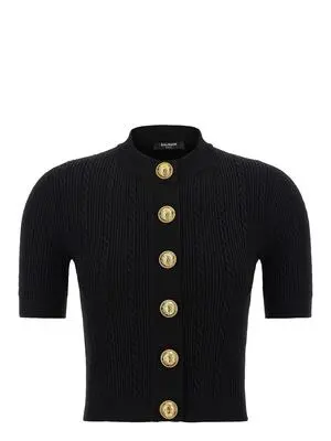 Balmain Short Sleeve Cardigan - Black
