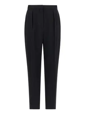 BALMAIN High-Waisted Grain De Poudre Wool Trousers