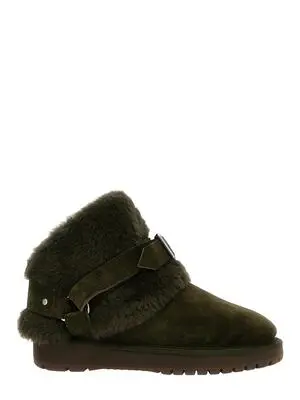 Burberry Suede Ankle Boots With Shearling Turn-up - Green