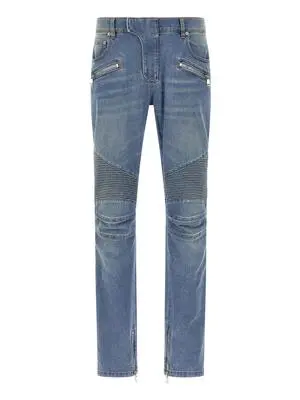 Balmain Biker Slim Fit Jeans - Blue